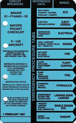 F-14D Super Tomcat 1997 NATOPS Pocket Checklist Flight Manual - CD ...