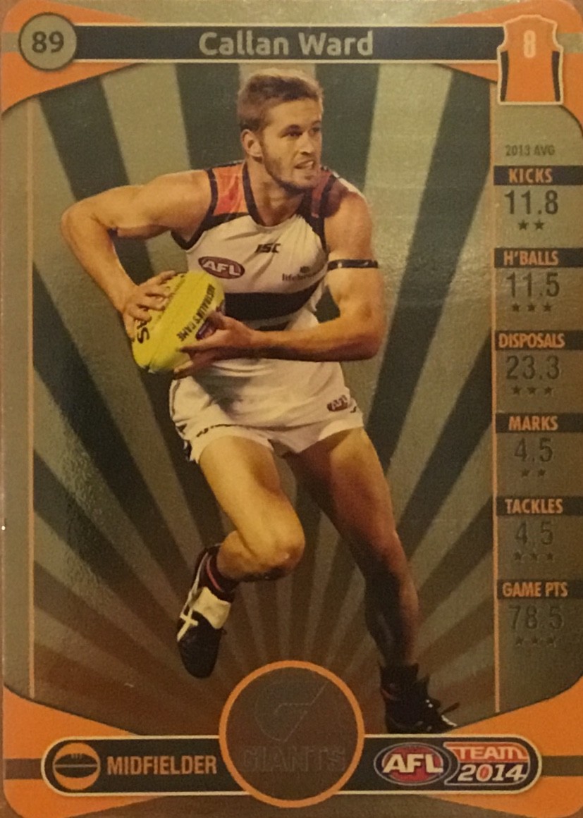2014 afl TEAMCOACH GOLD GREATER WESTERN SYDNEY CALLAN. WARD #89 CARD ...