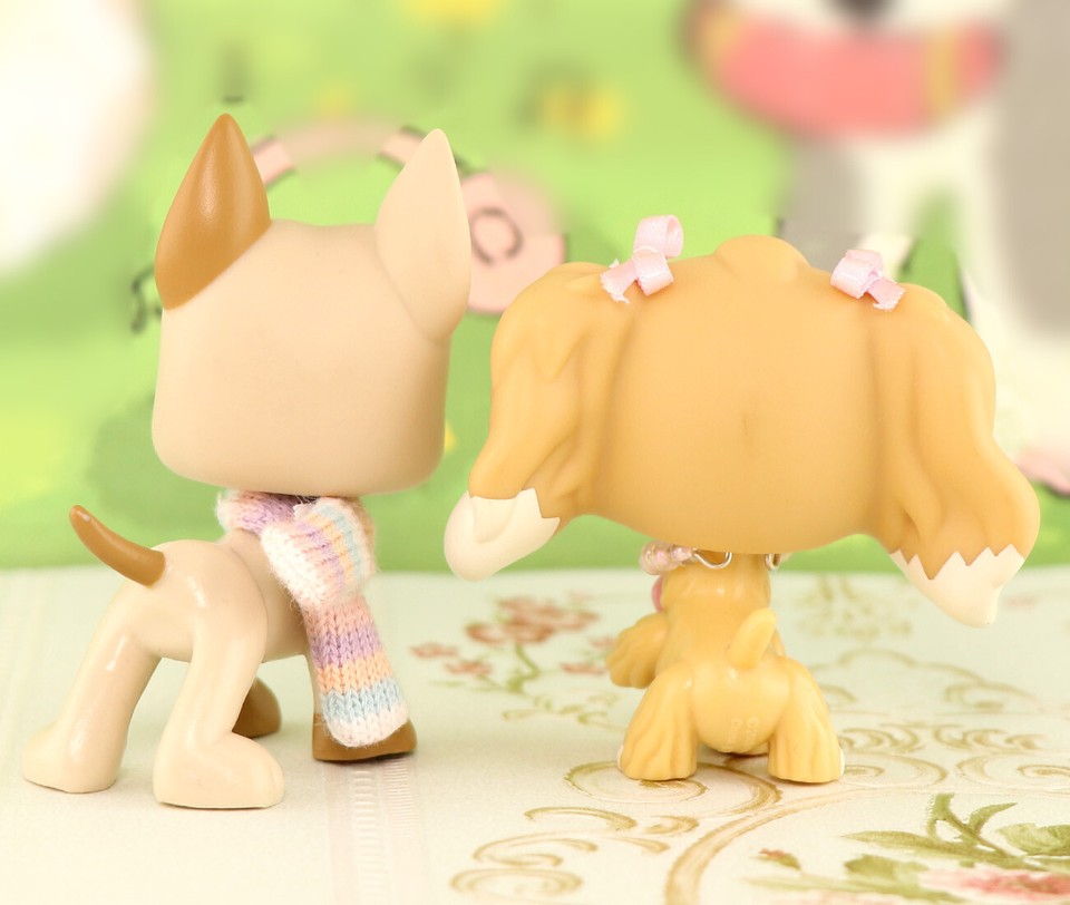 2pcs Pet Shop LPS Cocker Spaniel #748 and Great Dane #1647 Animal Toys ...