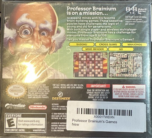DS Professor Brainium's Games (Nintendo DS, 2008) Brand New Factory ...
