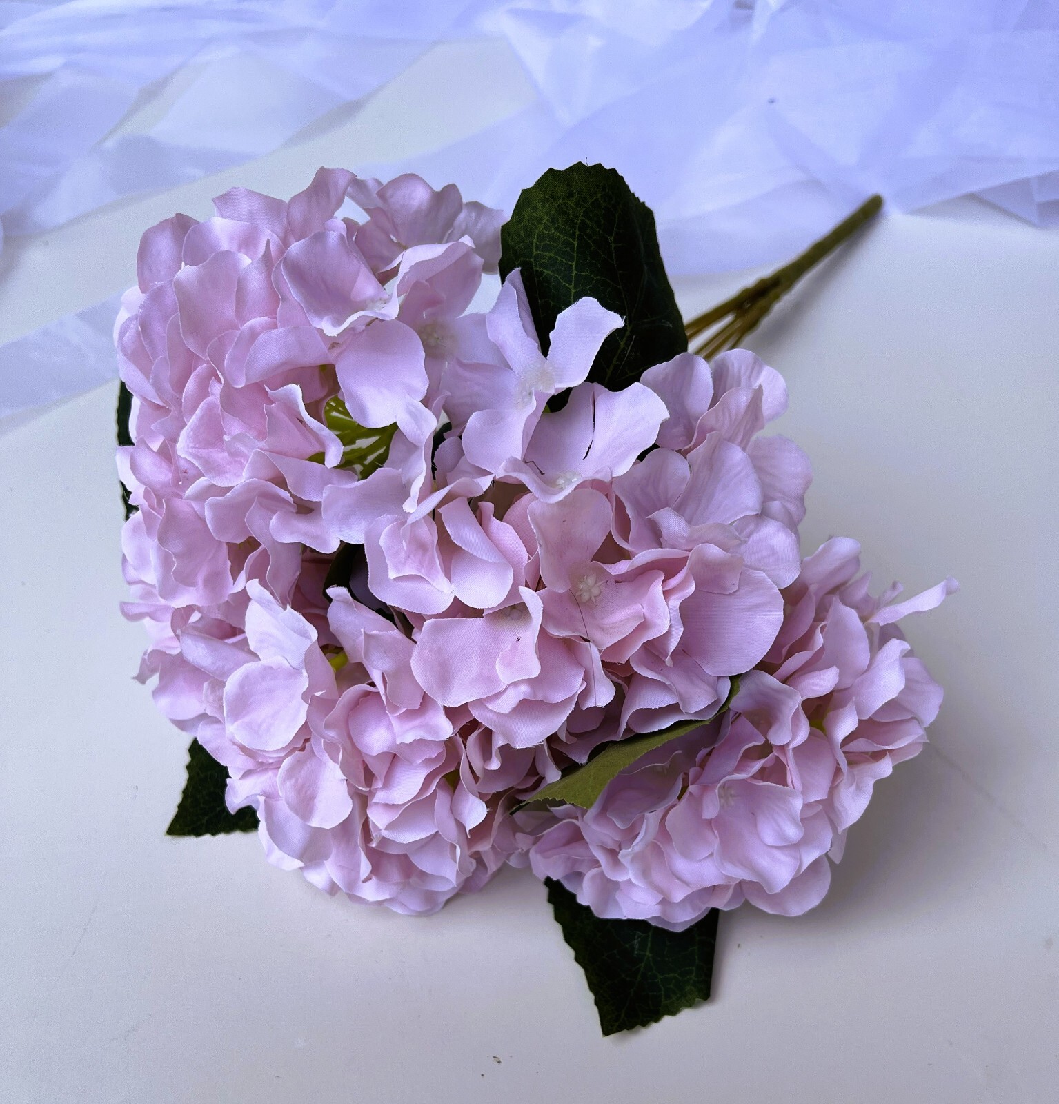 Dusty Pink Hydrangea Stem Bush Artificial Silk Flowers 5 Head Flower ...