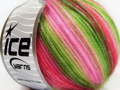Ice Yarns Picasso Yarn -Green Pink Shades- soft shiny baby 50g 115m ...
