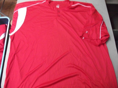 NWOT Badger SHORT Sleeve Shirt Men's 3XL XXXL RED / WHITE 2 BUTTON ...