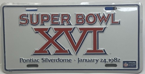 1982 Super Bowl XVI 16 Detroit Pontiac Silverdome License Plate Car Tag ...