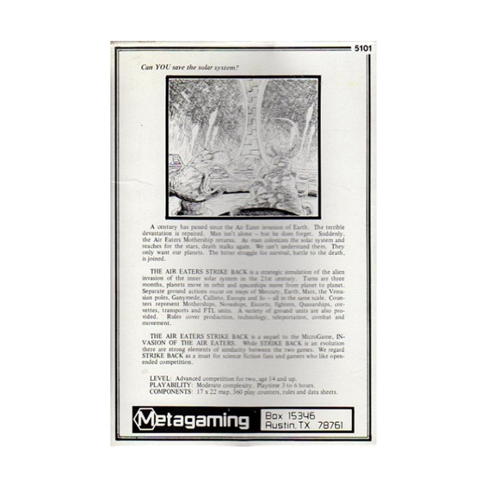 Metagaming MicroGames MetaGame #1 - The Air-Eaters Strike Back Box VG+ ...