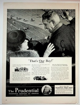 Prudential 1941 Original Print Advertisement 10x14 Black White Vintage ...