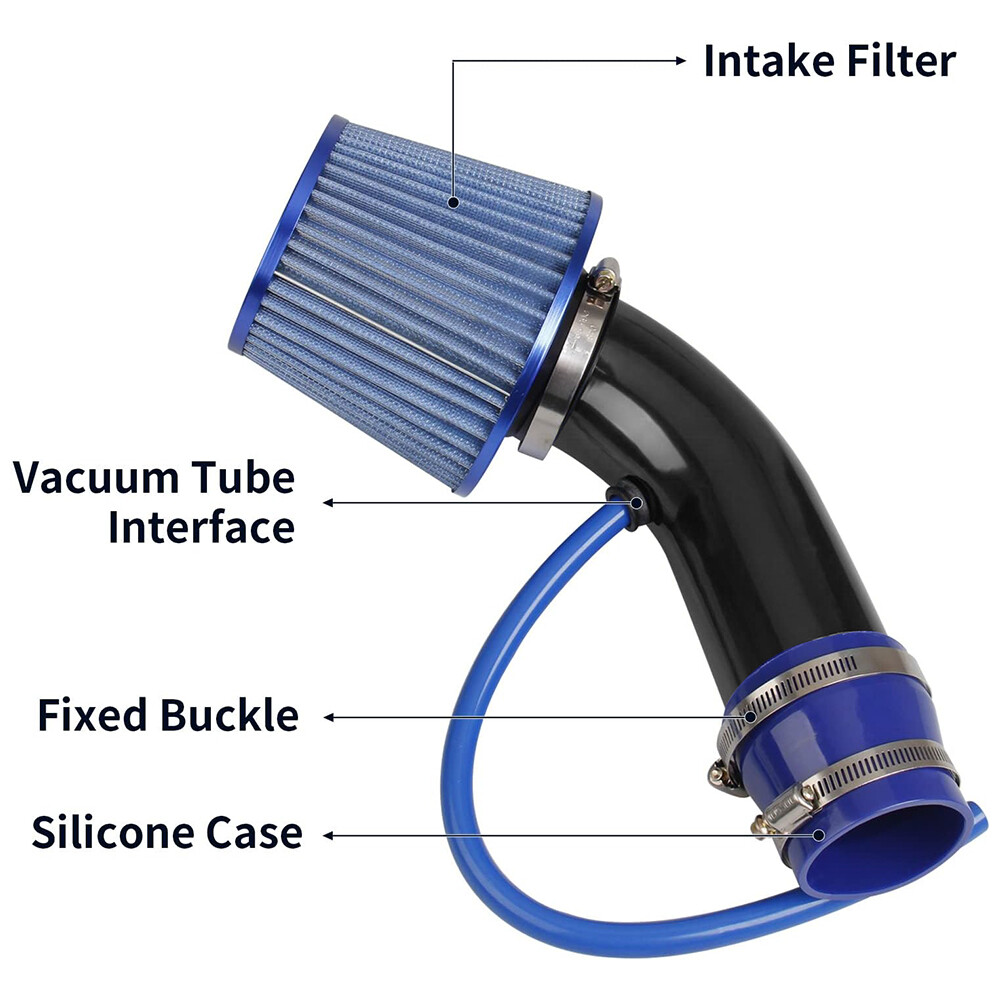 Cold Air Intake Filter Induction Kit 3" Aluminum Pipe Power Flow Hose ...