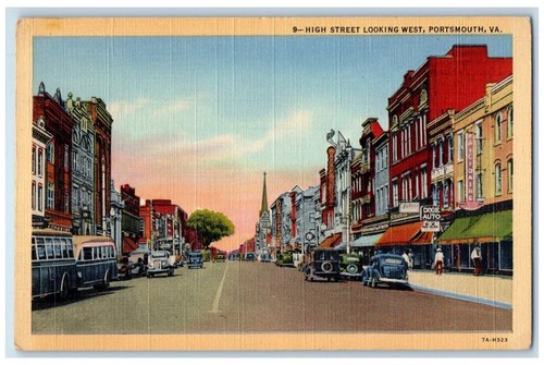 c1930's High Street Looking West Dixie Auto Stores Cars Portsmouth VA ...