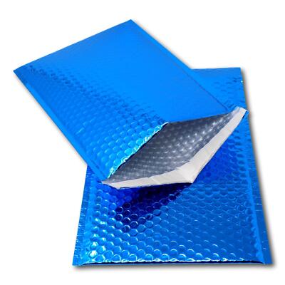 Blue Gift Shiny Metallic Foil Bubble Wrap Padded Mailing Bags Envelopes ...