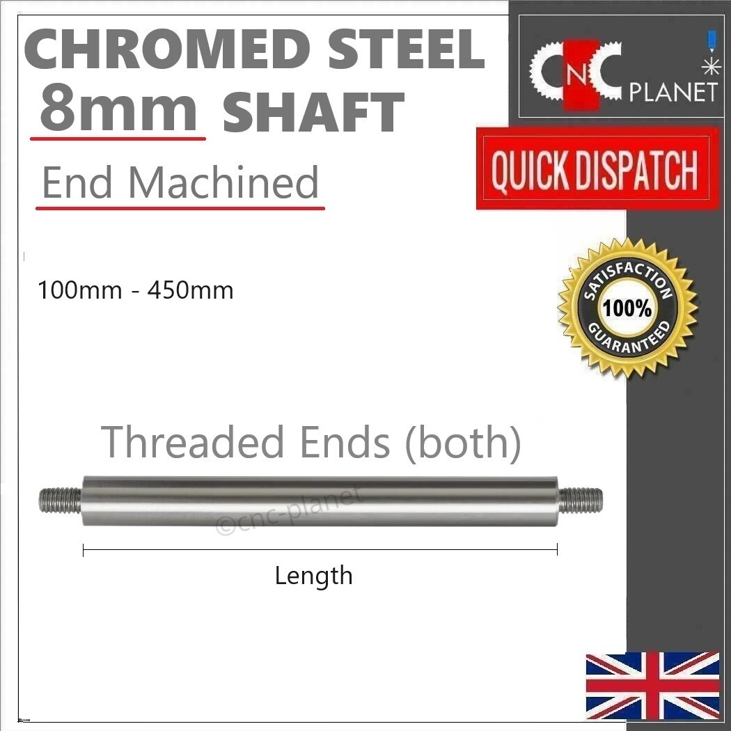 8mm Chromed Steel Linear shaft bar Rail slide rod Ends machined ...