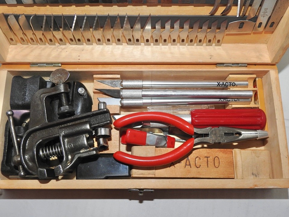 🇺🇸 CUSTOM VINTAGE X-ACTO #86 KIT +PLIERS + VISE + SANDER! L@@K! | eBay