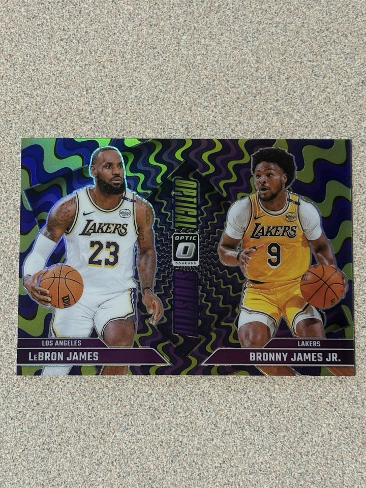 LeBron James Bronny Jr. 2024-25 Donruss Optic Optical Illusions Purple ...