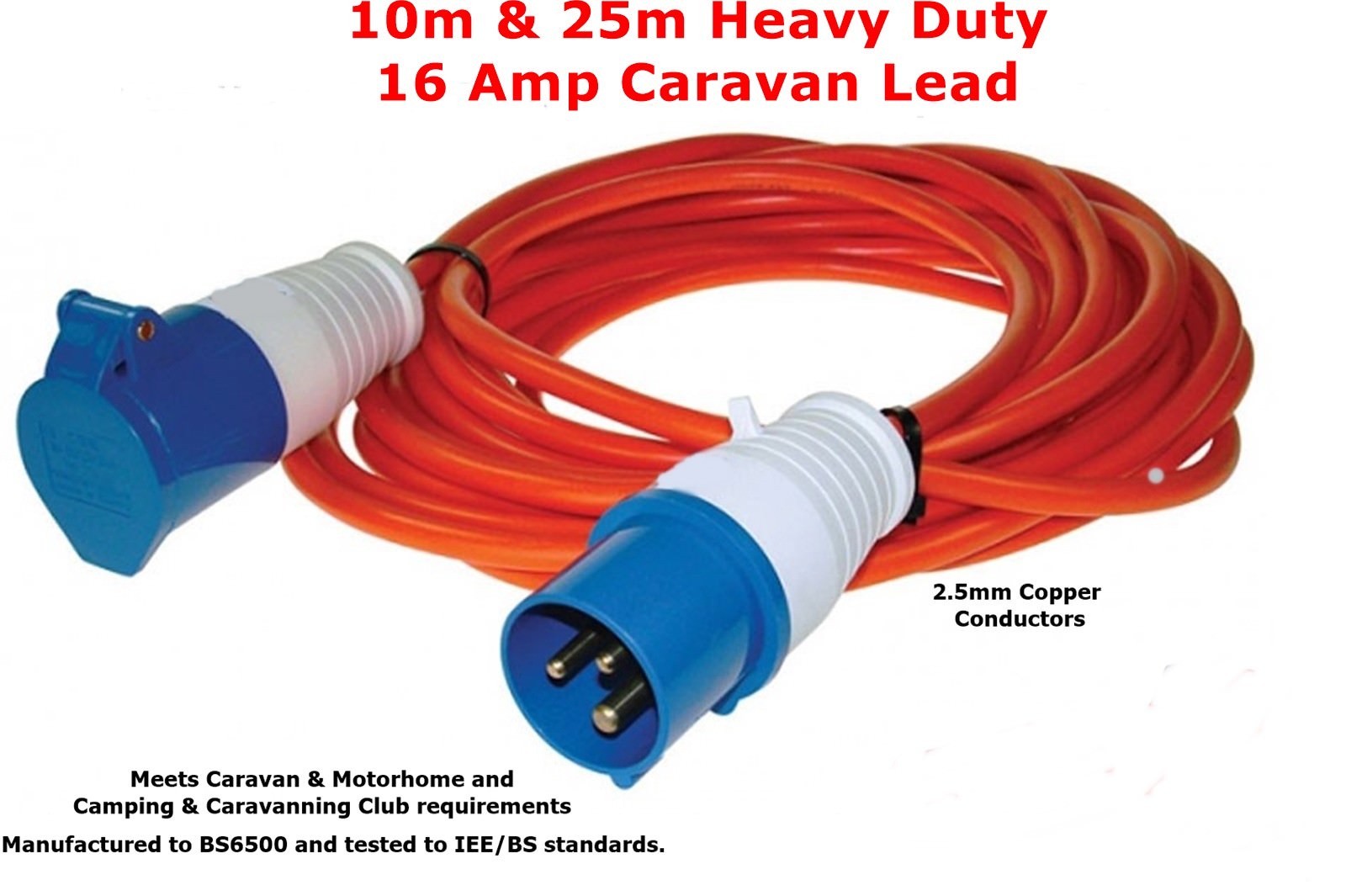 Heavy Duty 16 Amp Caravan Leads & Adaptors - Ideal for Caravans ...