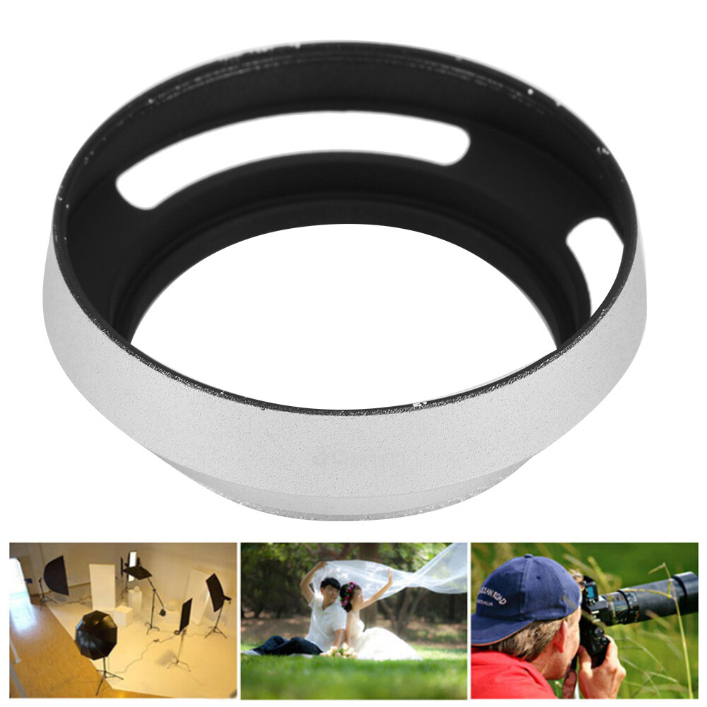Universal Aluminium Alloy Hollow Camera Bevel Lens Hood Shade Silver ...