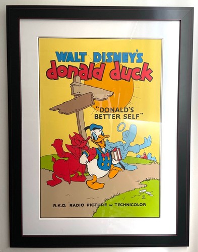 Original WALT DISNEY / FRAMED "Donald's Better Self" Vintage Poster ...