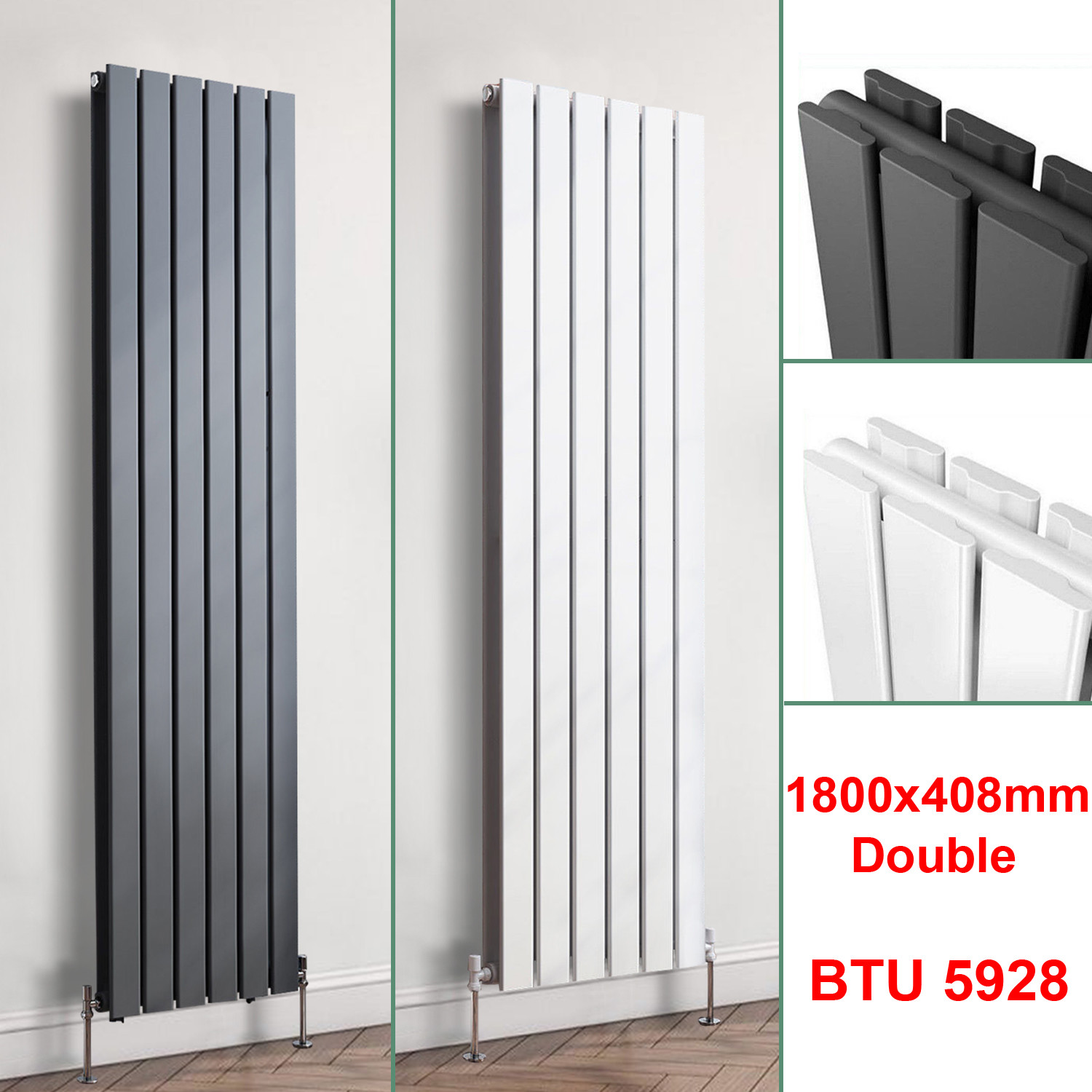 1800mm Vertical Designer Radiator Flat Panel White Anthracite Tall ...