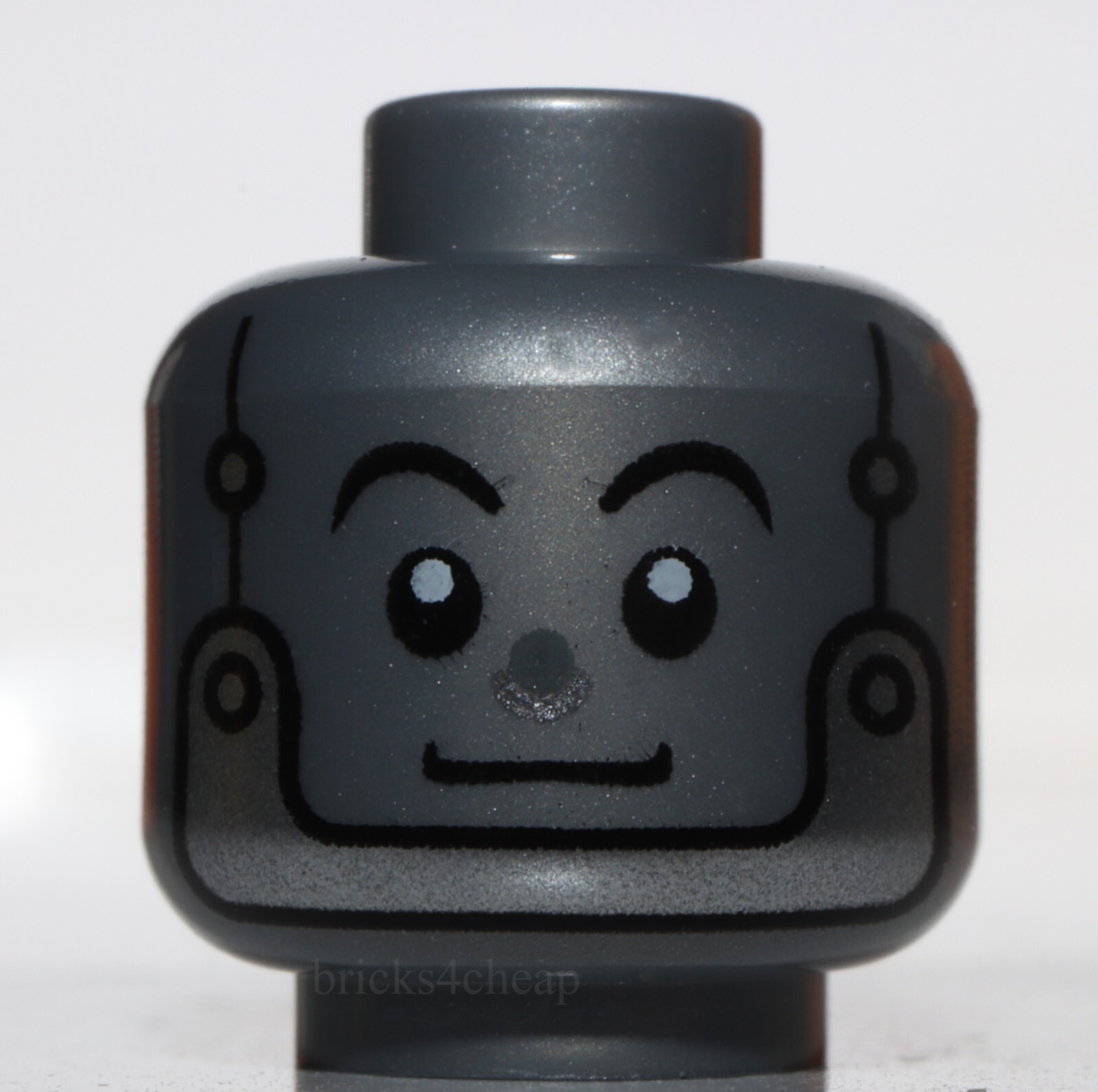 Lego Flat Silver Minifig Head Alien Black Eyebrows Silver Nose Chin ...