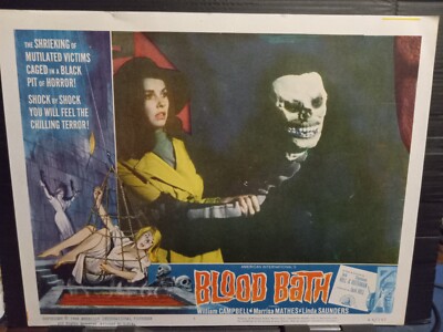Lobby Card 1966 BLOOD BATH Marissa Mathes skeleton face vampire mansion ...