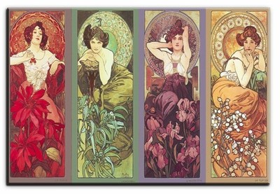 Alfons Mucha - Fiori - Stampa Artistica Su Tela - 60x90cm | eBay