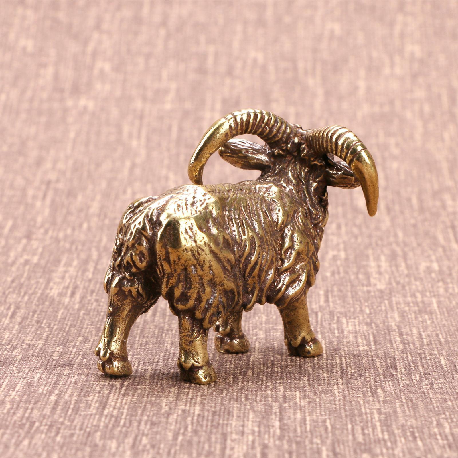 Brass Goat Sculpture Creatures Statue Collectibles Small Luck Mini ...