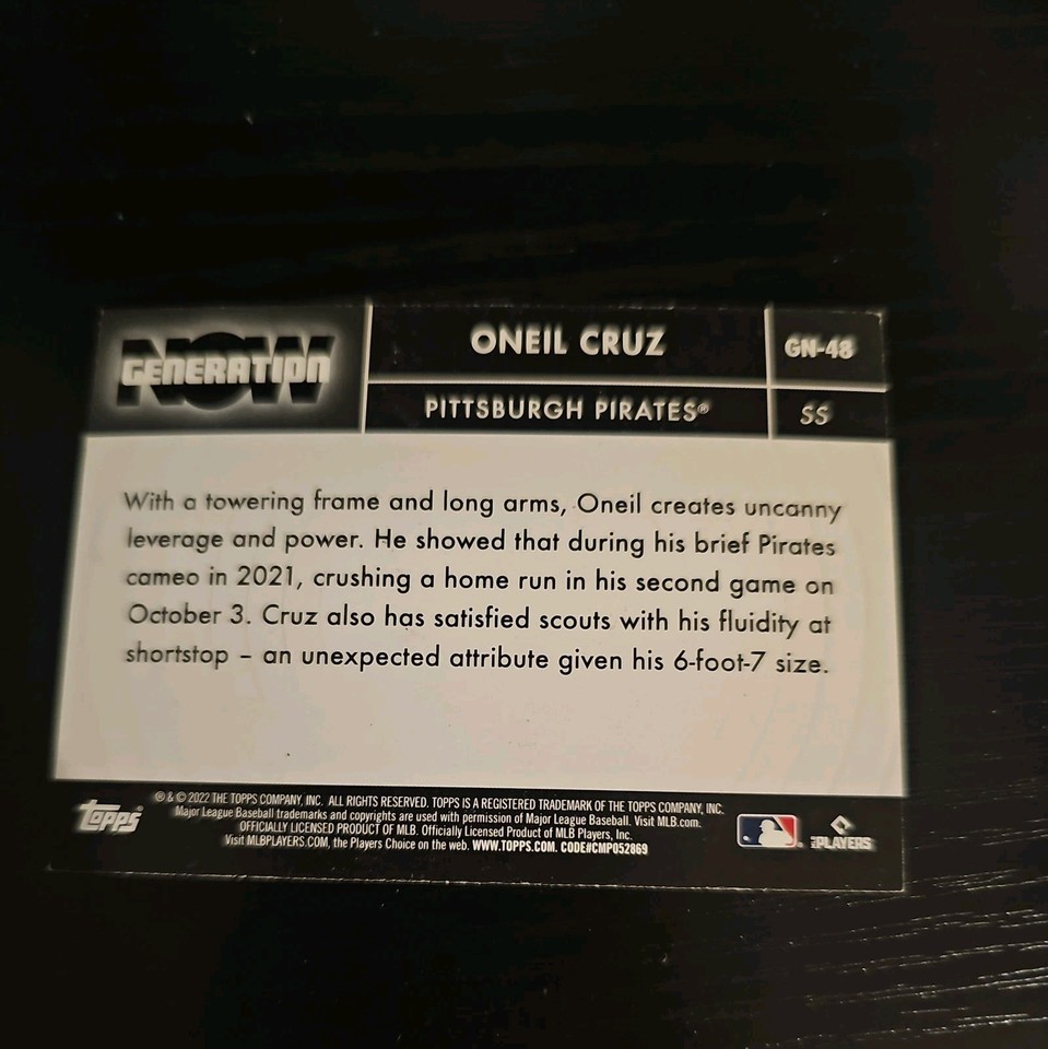 2022 Topps Chrome Update Oneil Cruz Generation Now Refractor RC #GNC-13 ...