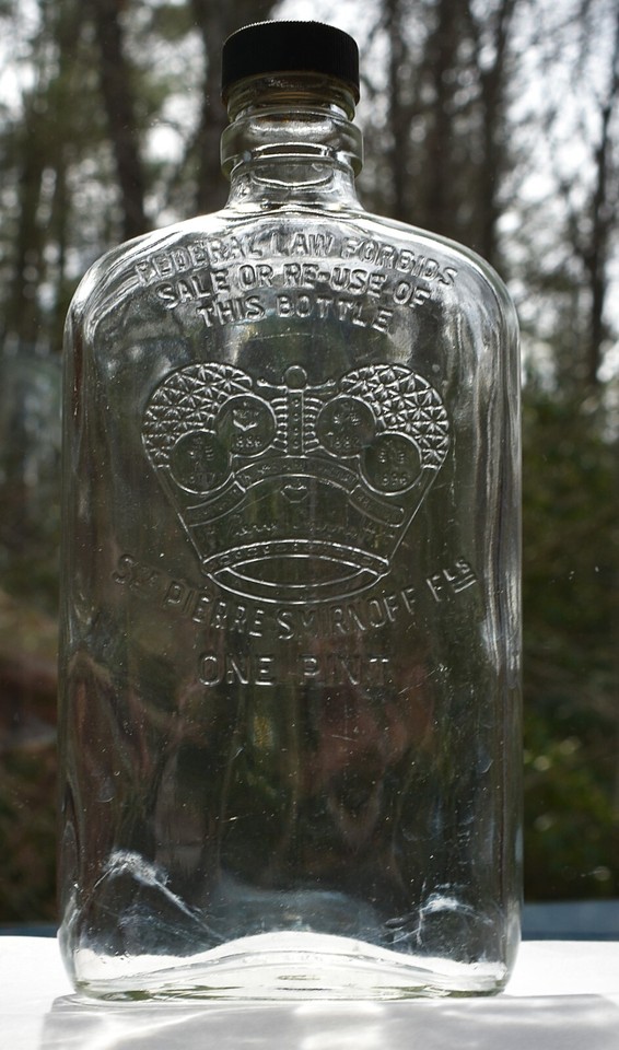 Vintage Embossed Ste Pierre Smirnoff Fls Curved Pint Crown Liquor ...