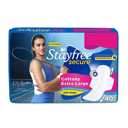 Stayfree Secure X-Large Cottony Soft Cover Sanitary Pads With Wings, 40 ...