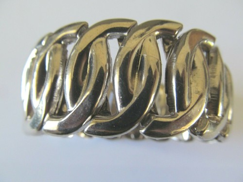 LARGE SILVER PLATED w/PIERCED DESIGNS STRETCH EXPANDABLE BANGLE ...