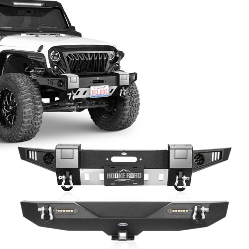 Powder Coat Finish Front Rear Bumper w/Skid Plate Fit 2007-2018 Jeep ...