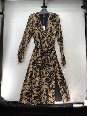 Paige Women's Black and Brown Animal Printed Long Dress Size Large | eBay