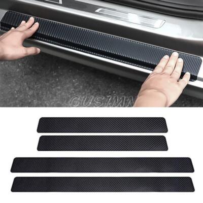 4pcs Carbon Fiber Car Door Plate Sill Scuff Cover Anti Scratch Sticker ...