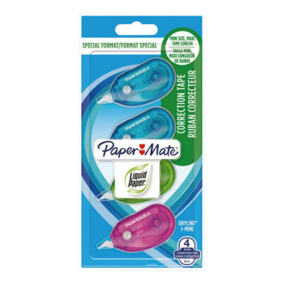Paper Mate Dryline I-Mini Correction Bande Couleurs Assorties 4 Paquet ...