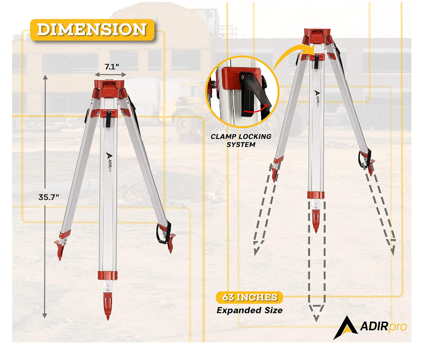 Universal Survey Tripod – Aluminum Laser Level Tripod – Transit Level ...
