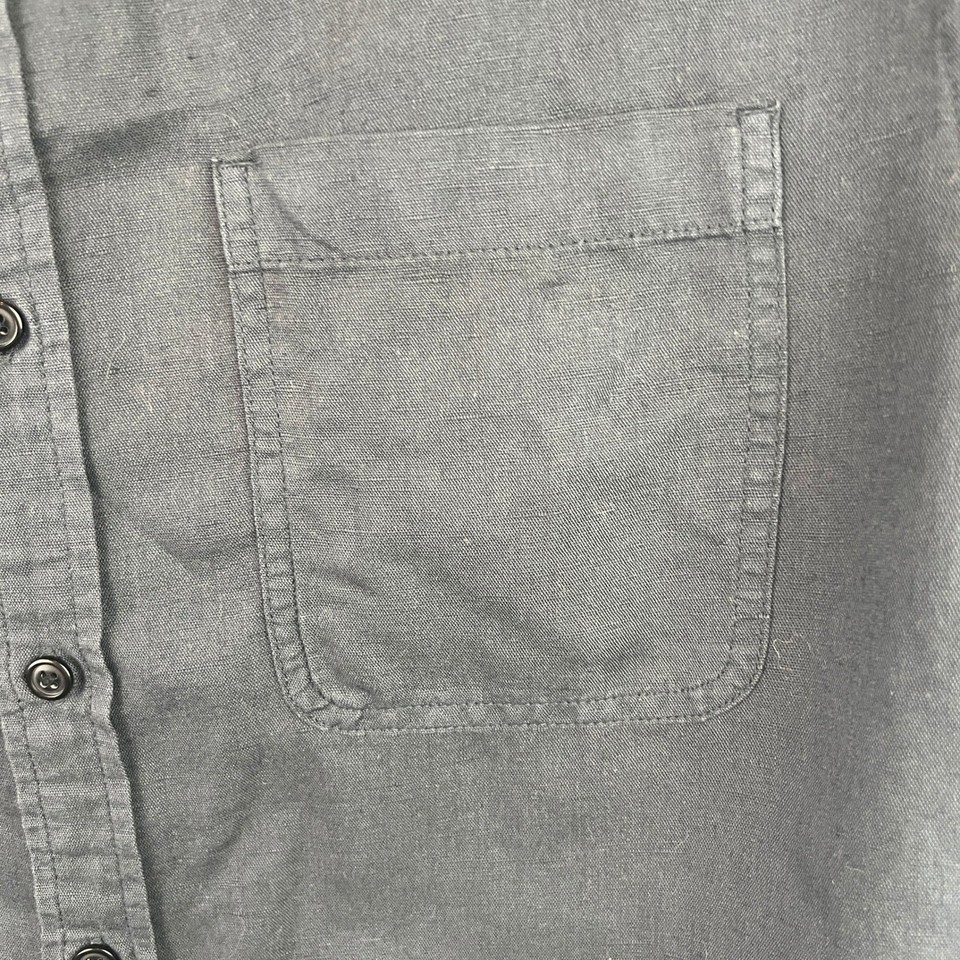 Bridge & Burn Mens Black Linen Organic Cotton Short Sleeve Button Shirt ...