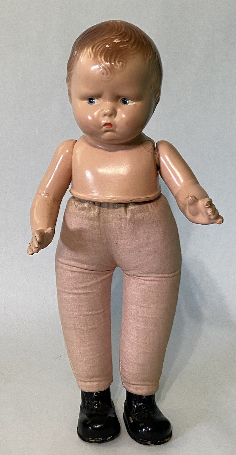 Antique c1913-1925 EFFANBEE GRUMPY DOLL Compo/Cloth 11.5" Boy WALK TALK ...