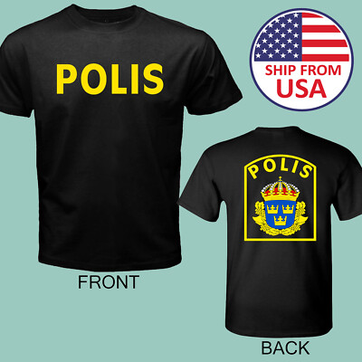 Scandinavia Sweden Svensk Swedish Polisen Polis Men's BlackSize S-5XL ...