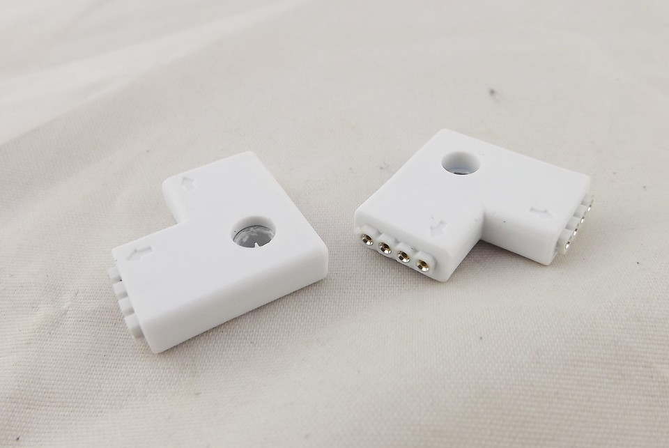 Connector Female 4 Pins 2 way L Shape For Led Strip Light RGB 5050 3528 ...