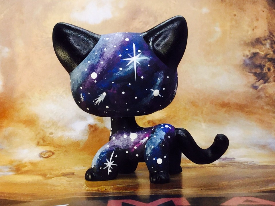 Short Hair Cat Galaxy Kitty, Hand Painted, Mini Pet Shop with free ...
