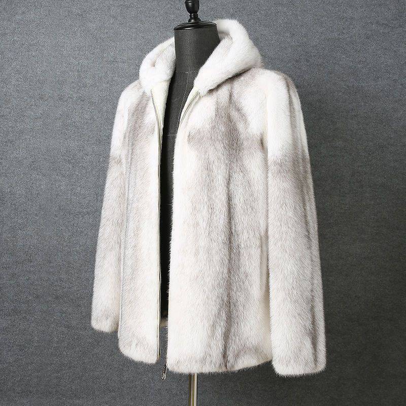 Mink Overcoat Mens Whole Mink Real Mink Hooded Fur One-piece Short ...