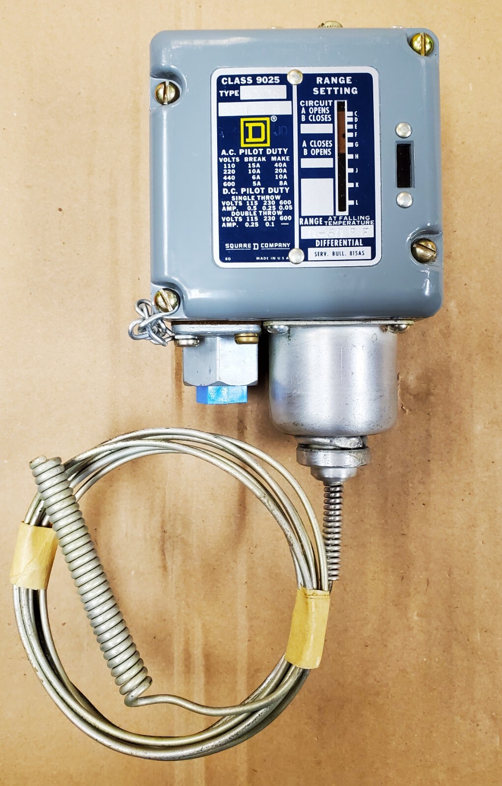 Square D Co. 9025 Temperature Switch, Class-36 | eBay