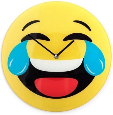 30cm Glass Smiley Face Clock Cool Emoticon Wall Clock Laughing Emoji ...