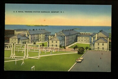 Military linen Postcard WWII US Naval Training Station Barracks, Rhode ...