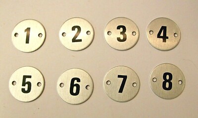 Number Discs 1-8 - Brushed Metal With Black Inlay 20mm Diameter | eBay UK