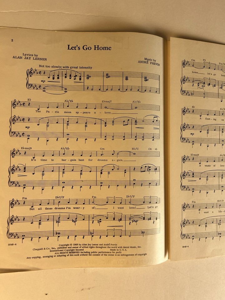 1969 Bway Katherine Hepburn 2 sheet music Let's Go Home & New Dress ...