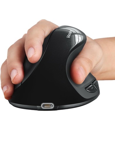 Black Ergonomic Mouse Wireless Mouse Type C Rechargeable Vertical Right ...