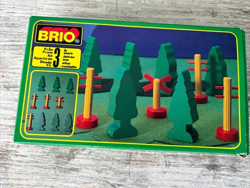 Vintage Brio 33369 Trees Train Crossing Signs Poles Wooden Railway in ...