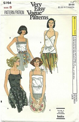 Vogue 9764 Sexy Retro Cami Spaghetti Strap Tops Sz 8 CUT COMPLETE 70s ...