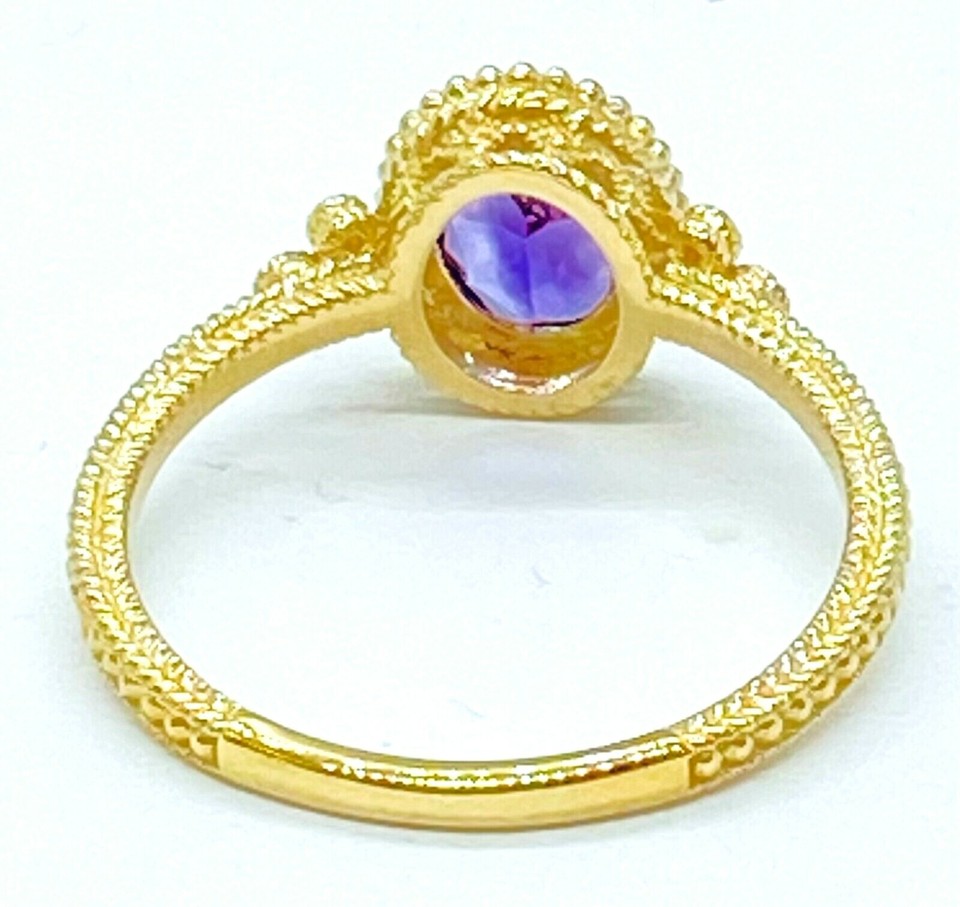 QVC Judith Ripka Solid 14K Gold 0.90cttw Amethyst & Diamond Ring Size 9 ...