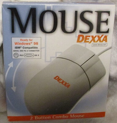 Dexxa Wired PS/2 Serial Mechanical Roller Ball 2-Button Mouse Windows ...