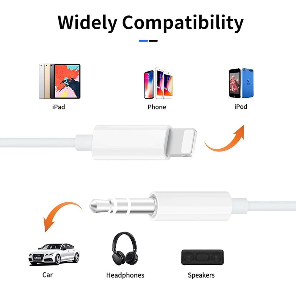 Apple MFi Certified iPhone AUX Cord Lightning to 1/8 Inch Audio Cable 3 ...